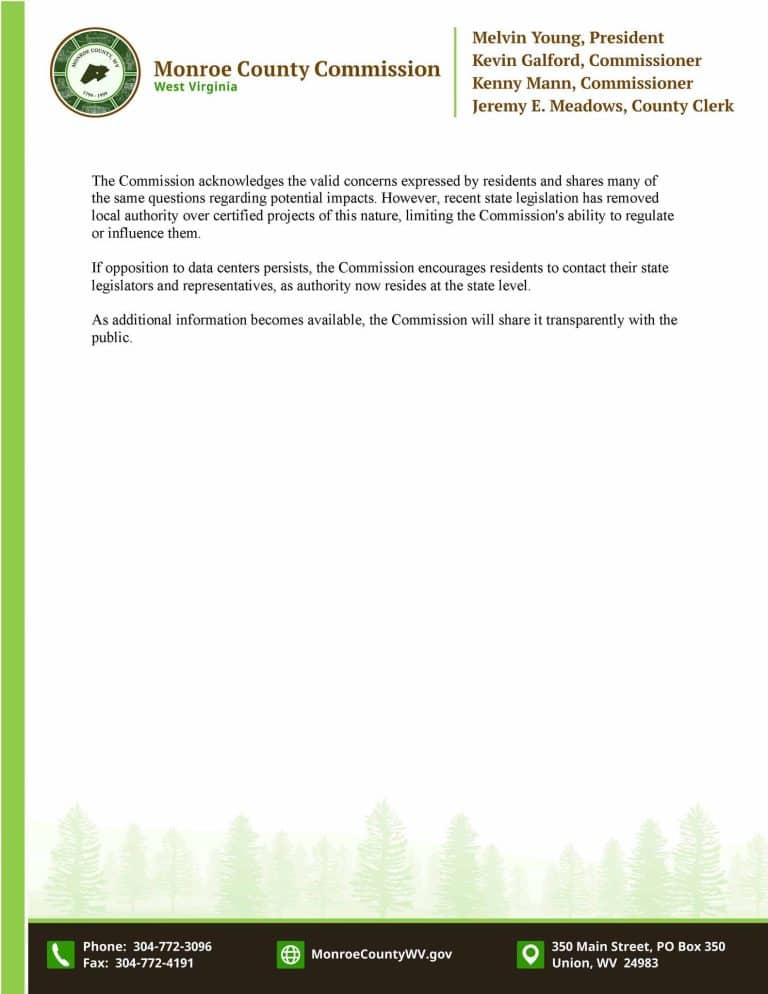 Monroe County Commission denies ongoing data center discussions – The ...